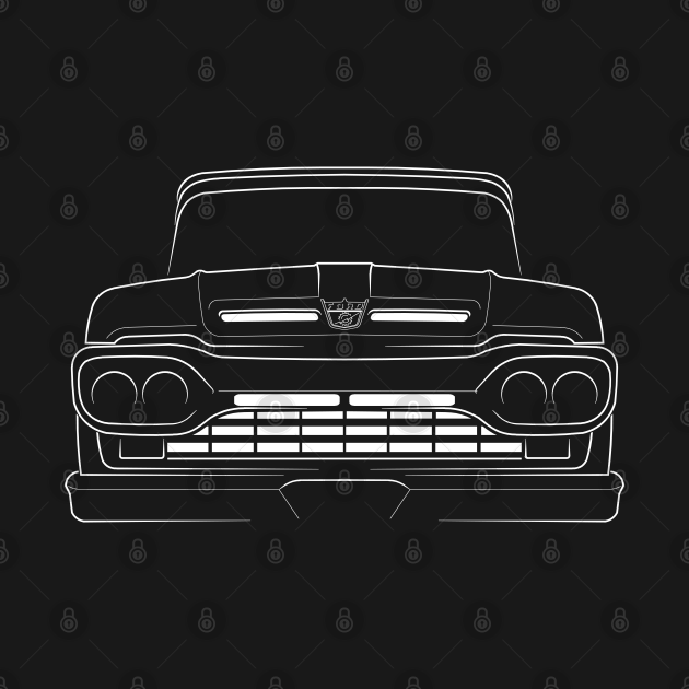 1960 Ford F-100 - front stencil, white - F100 - T-Shirt | TeePublic