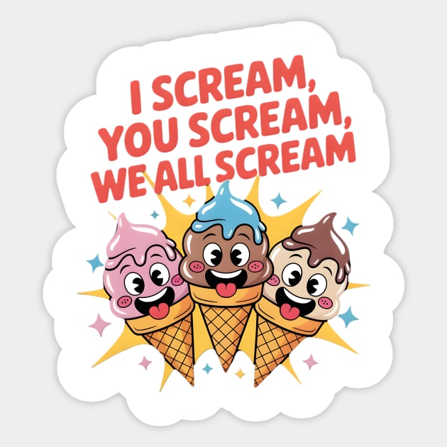 I Scream You Scream Ice Cream Funny Cartoon Style - Funny Cartoon Style ...