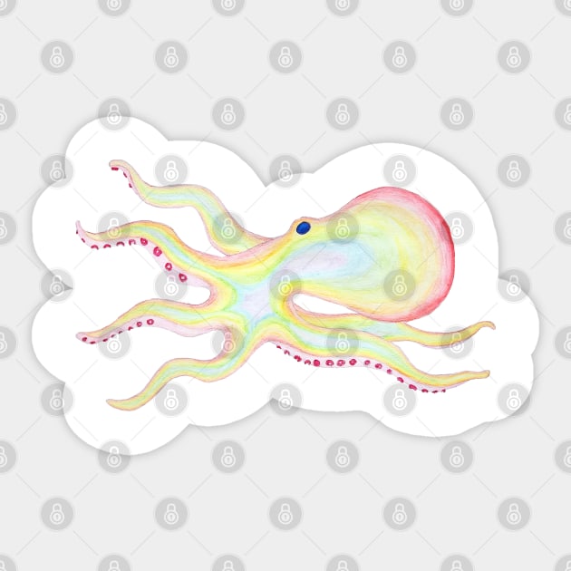 Playful Rainbow Octopus by The Color Worker - Octopus Drawing - Sticker ...