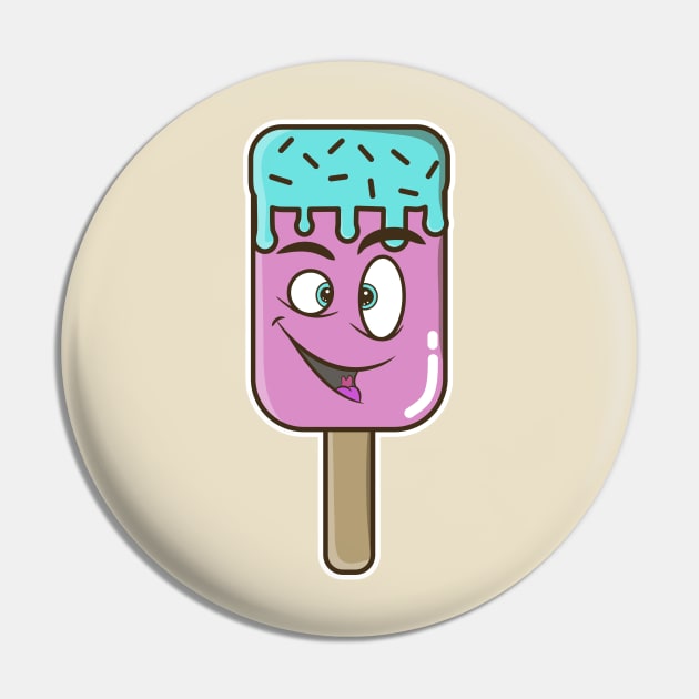 Funny Ice Pop Ice Cream Face - Ice Cream Face - Pin | TeePublic