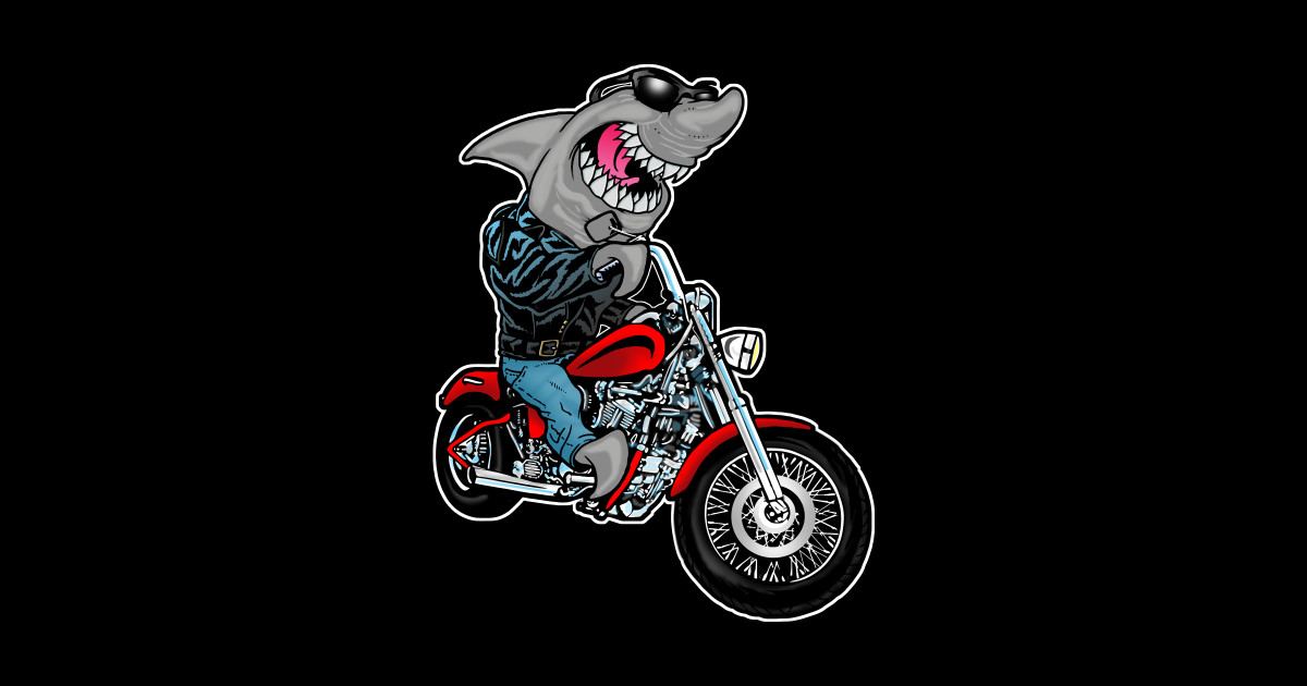 Shark Biker - Shark Biker - Sticker | TeePublic