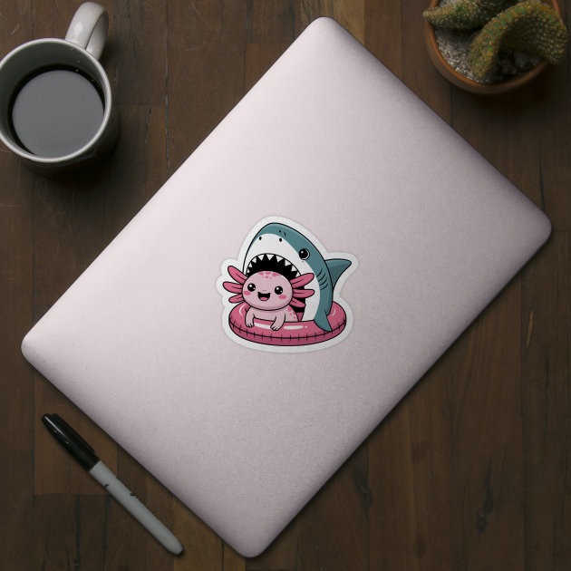 Axolotl Shark Pool Float - Axolotl - Sticker | TeePublic
