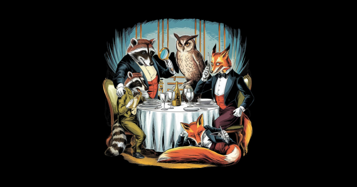 The Chaotic Animal Dinner Party - Funny Animal Design - Posters and Art ...