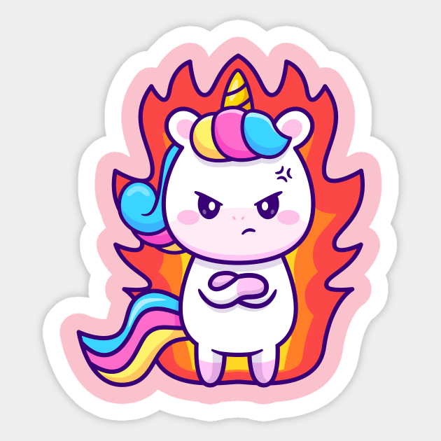 Cute Unicorn Angry Cartoon - Cute Unicorn Angry Cartoon - Sticker ...