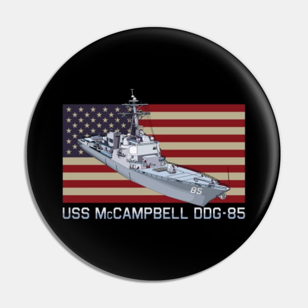 McCampbell DDG-85 Destroyer Ship Diagram USA American Flag Gift ...