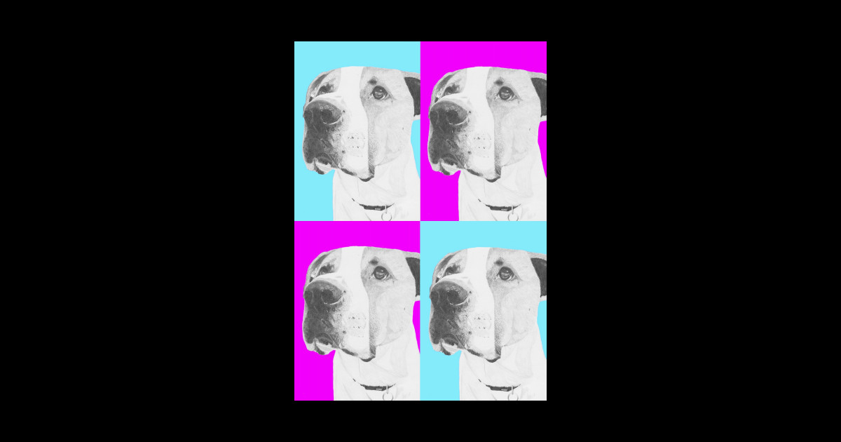 American Bulldog cross in Pink and Blue - Dog - Sticker | TeePublic