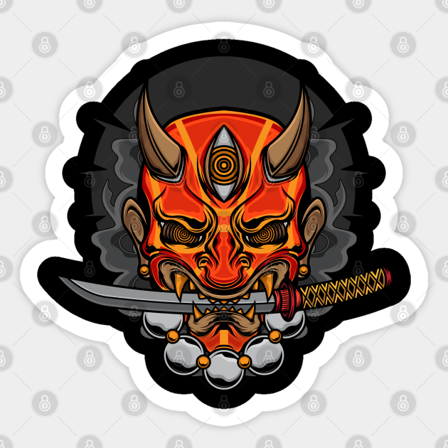 Oni Mask and Sword ( Symbol of Protection ) T-shirt, warding off bad ...