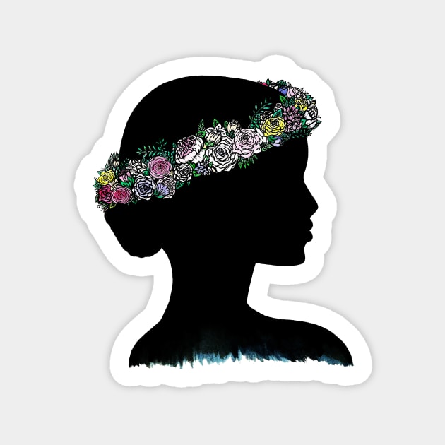 flower crown silhouette - Flower Crown - Sticker | TeePublic