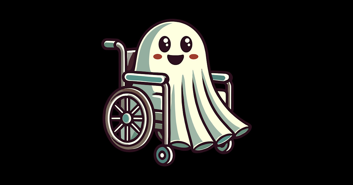 Cute Wheelchair Ghost Wheelchair User - Happy Halloween - Sticker ...