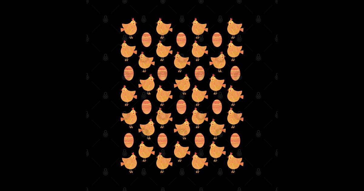 The cute yellow and red chicken and egg pattern - Chickens - Sticker ...