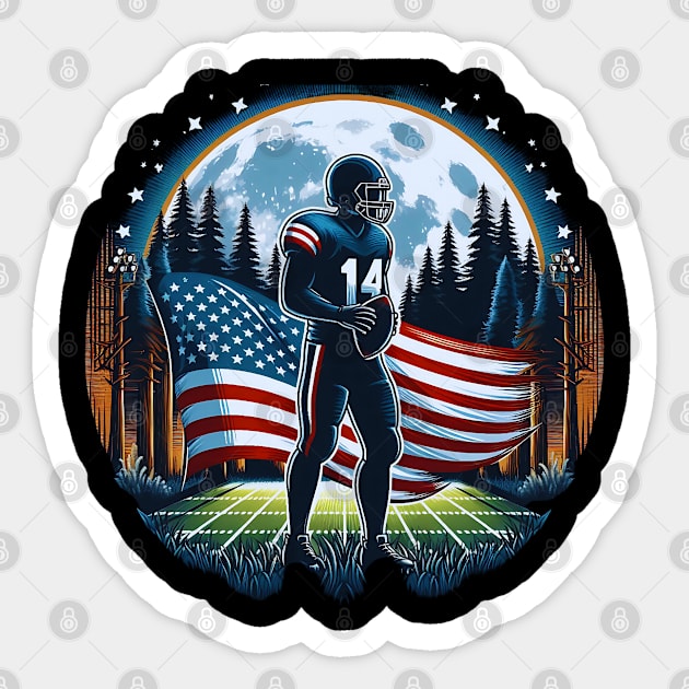 Football Center American Flag Full Moon Football Player - Football ...
