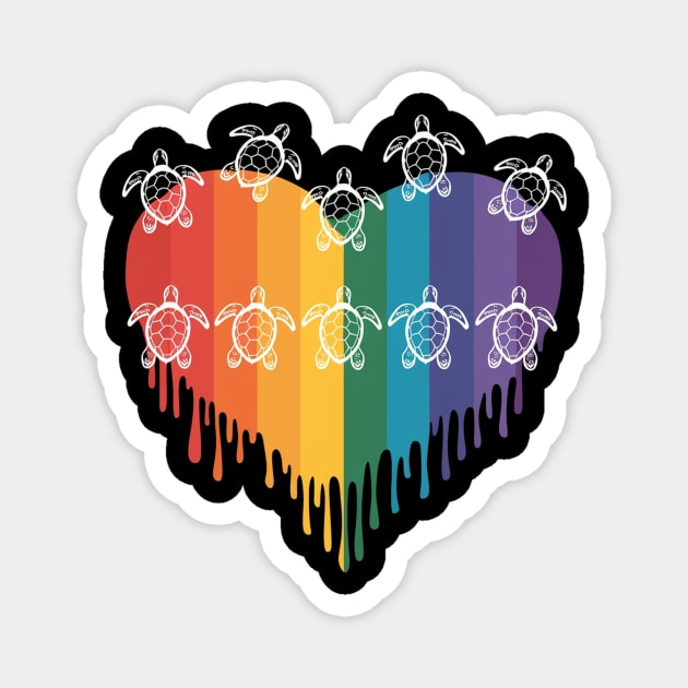 Gay Rainbow Turtles Heart LGBT Flag Pride Month - Pride Month - Magnet ...