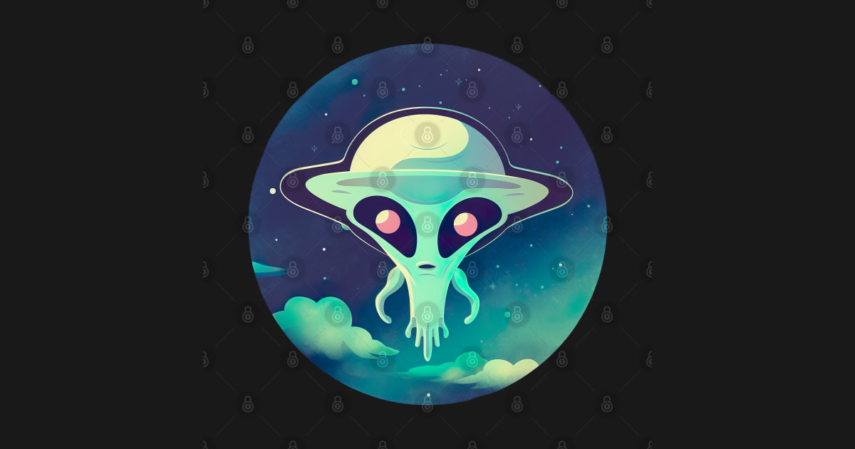 Mystical Alien Adventure - Night Sky Fantasy Art - Retro Alien - T ...
