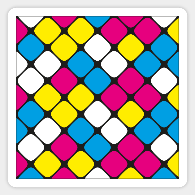 Diagonal Squircle Pattern (CMYK Colours) - Squircle Pattern - Sticker ...
