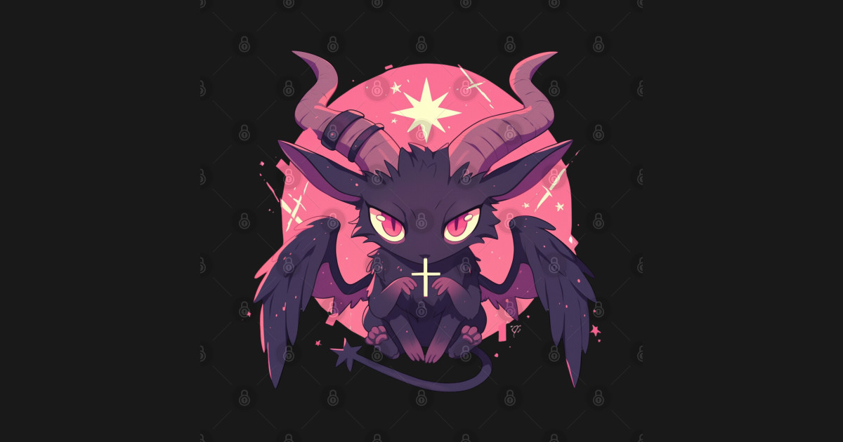 Cute Kawaii Chibi Baphomet Winged Demon - Baphomet Demon - T-Shirt ...