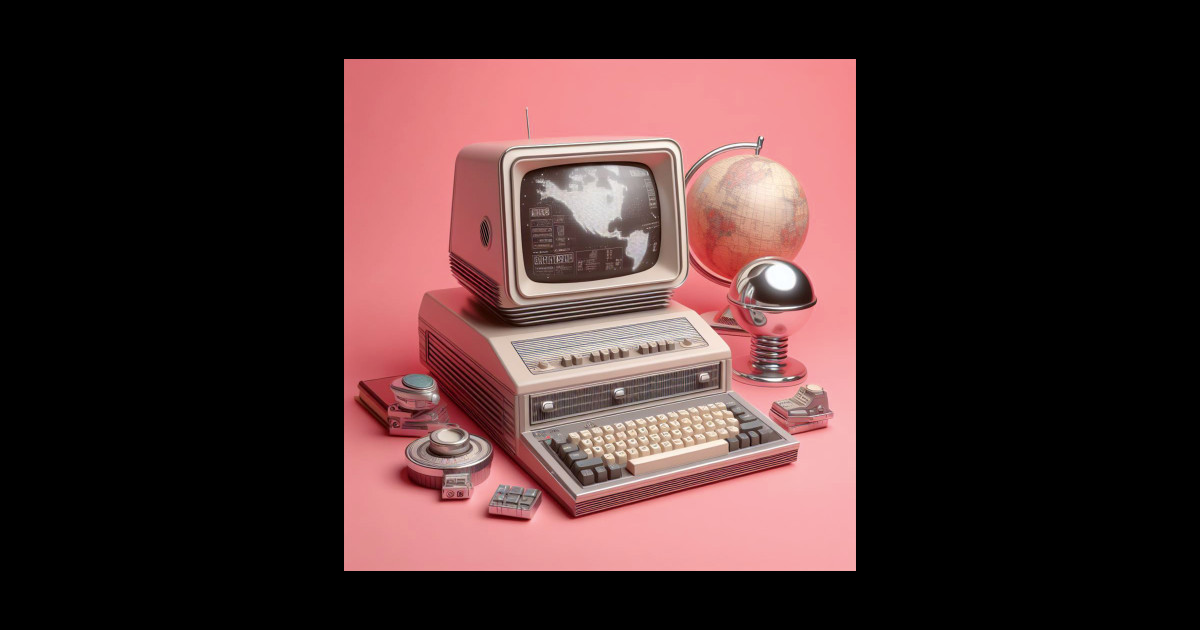 Retro 1950s Computer on a Pink Background - Retro Vintage Aesthetic ...