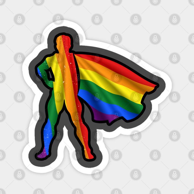 LGBTQ Hero Wearing Cape of LBGTQIA+ Pride Flag Hope and Brave Heroes ...