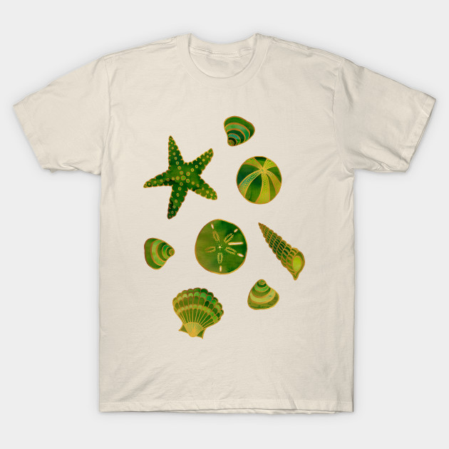 Beach Treasures - Green - Seashell - T-Shirt | TeePublic