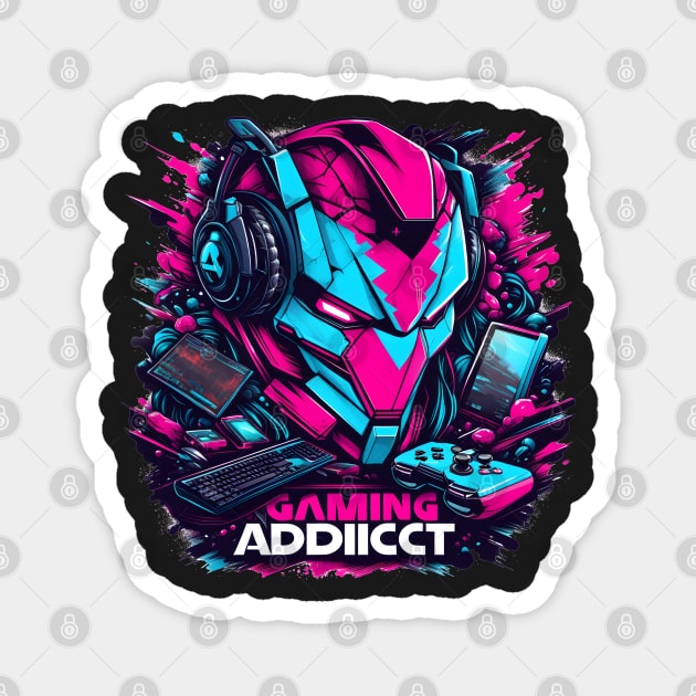 Gaming Addict Robotic Style - Gaming - Magnet | TeePublic
