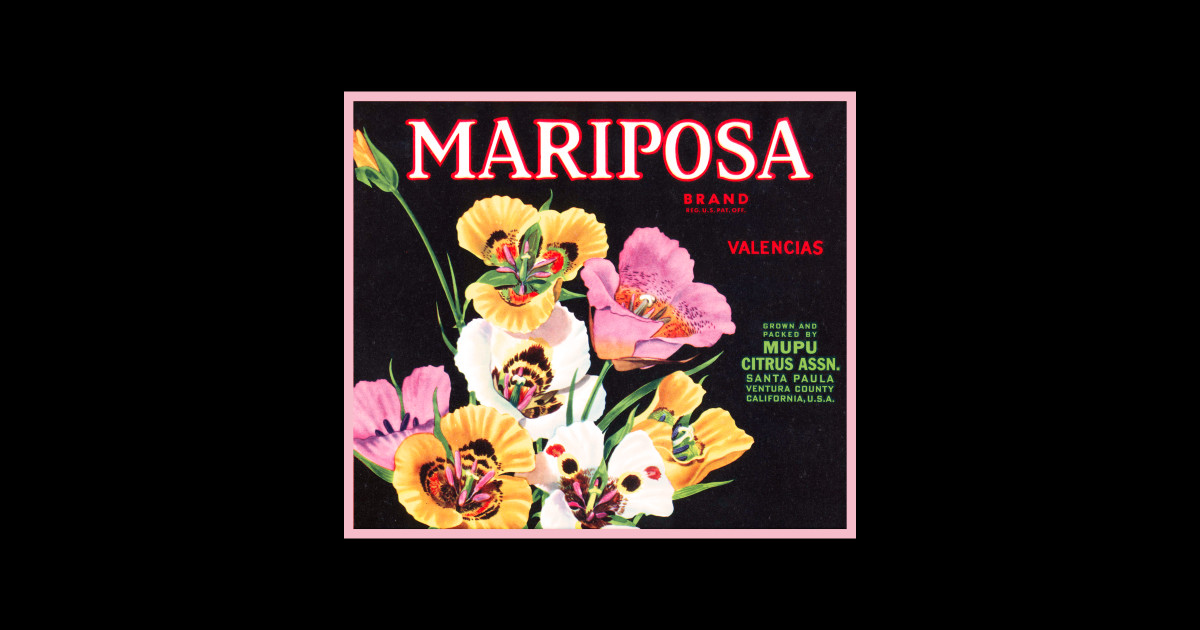 Mariposa Brand label - Vintage Crate Label - Sticker | TeePublic