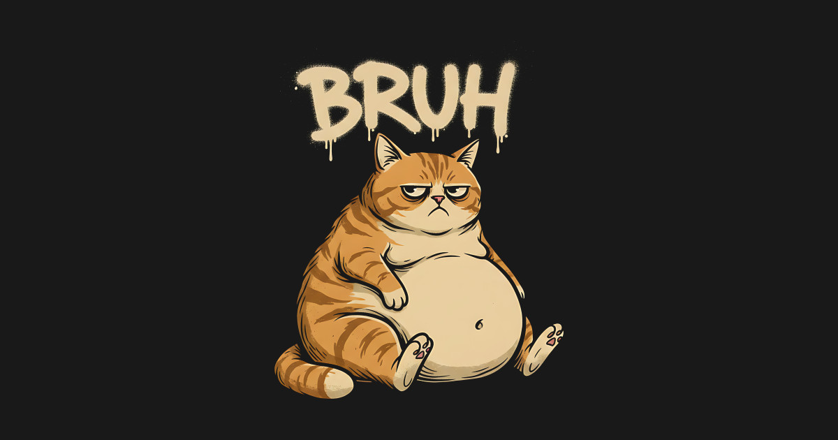 Bruh Cat Reaction Meme – Lazy Grumpy Cat - Japanese Cat - T-Shirt ...
