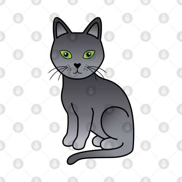 Russian Blue Cute Cartoon Cat Illustration Russian Blue T Shirt Teepublic