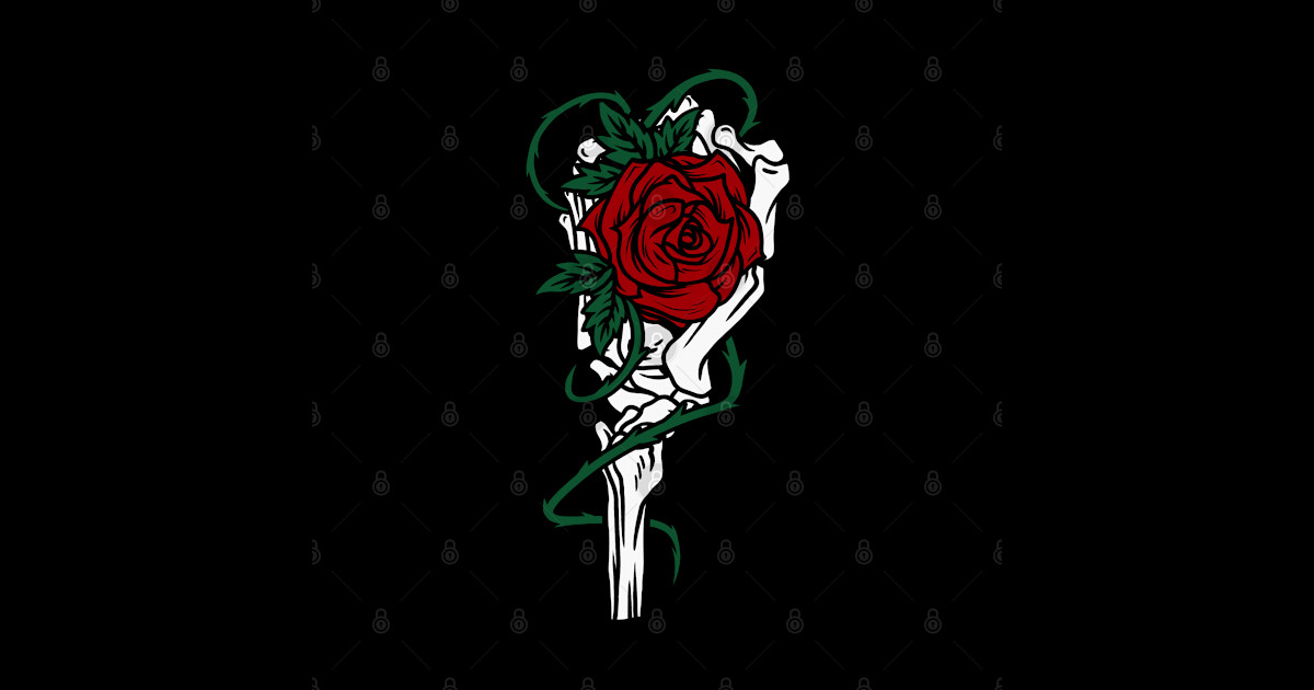 Dark Rose in Bones - Aesthetic dark lover's - Rose - Sticker | TeePublic