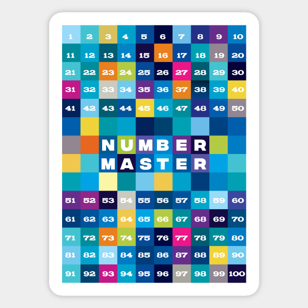 Number Master, numbers from 1 to 100 - 100 - Sticker | TeePublic