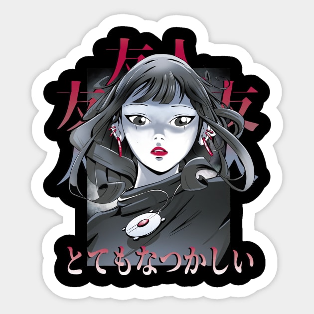 Anime illustration of Dramatic anime girl - Anime Art - Sticker | TeePublic