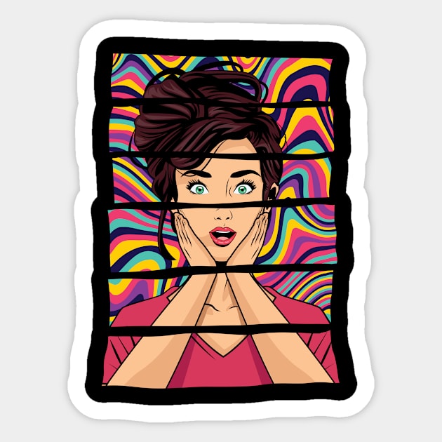 tripping girl pop art - Pop Art - Sticker | TeePublic