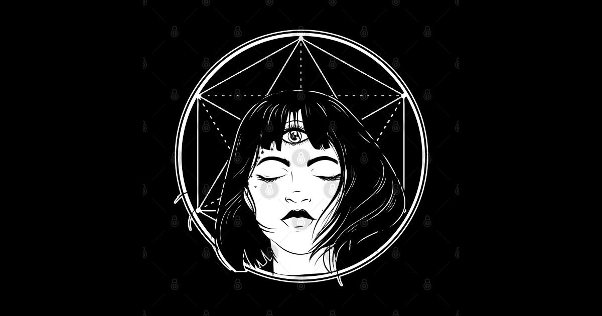 Anime girl Black sacred geometry design - Anime Girl - Posters and Art ...