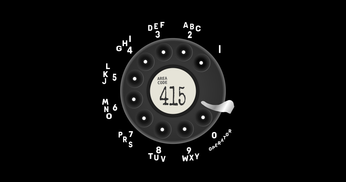 Rotary Dial Phone California 415 Area Code - Rotary Dial - Sticker ...