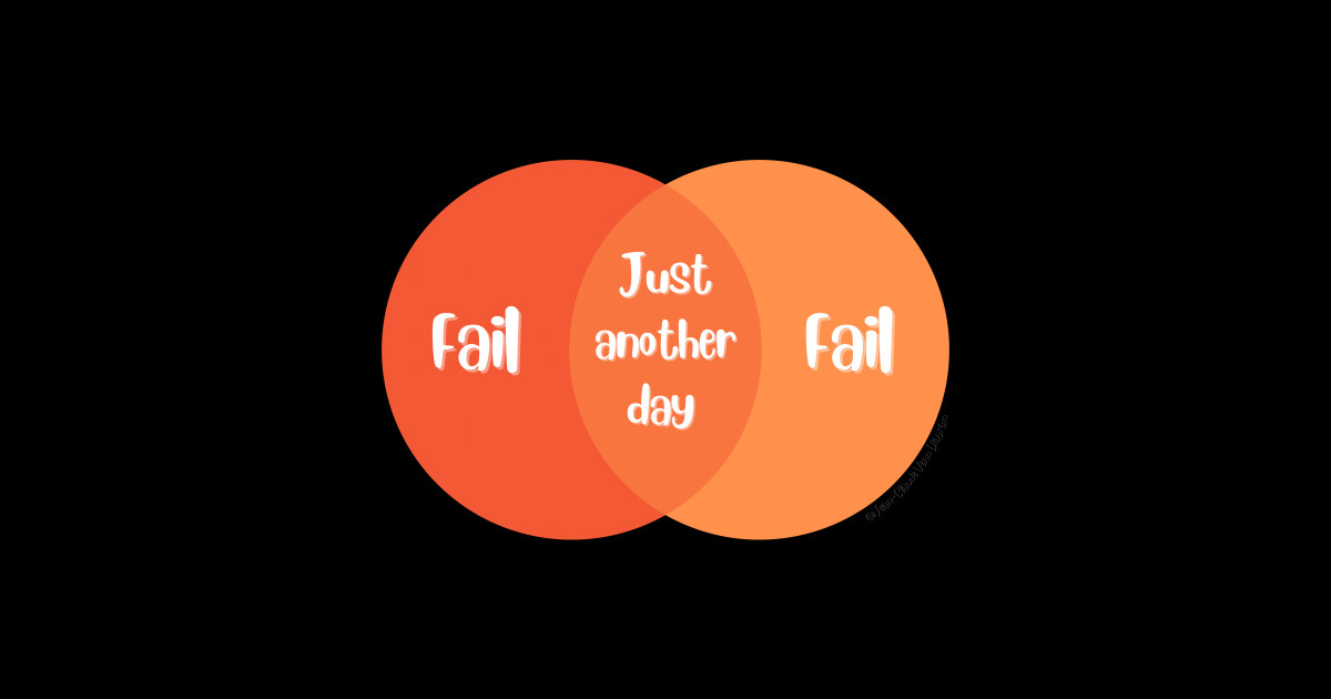 Venn Diagram Just anther day of failing - Failing - Sticker | TeePublic
