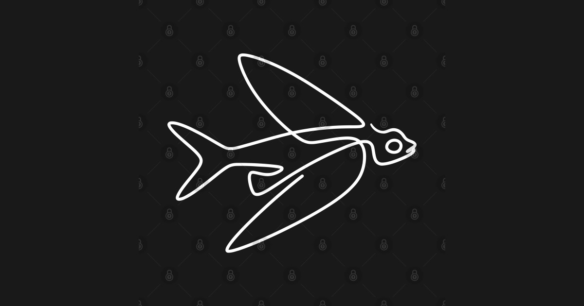 Flying Fish Line Drawing - Flying Fish - T-Shirt | TeePublic