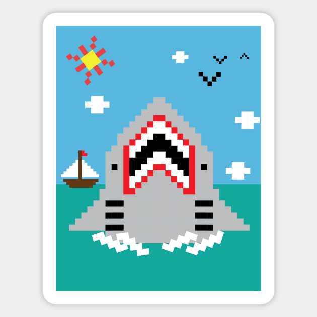8-Bit-Shark - Shark - Sticker | TeePublic