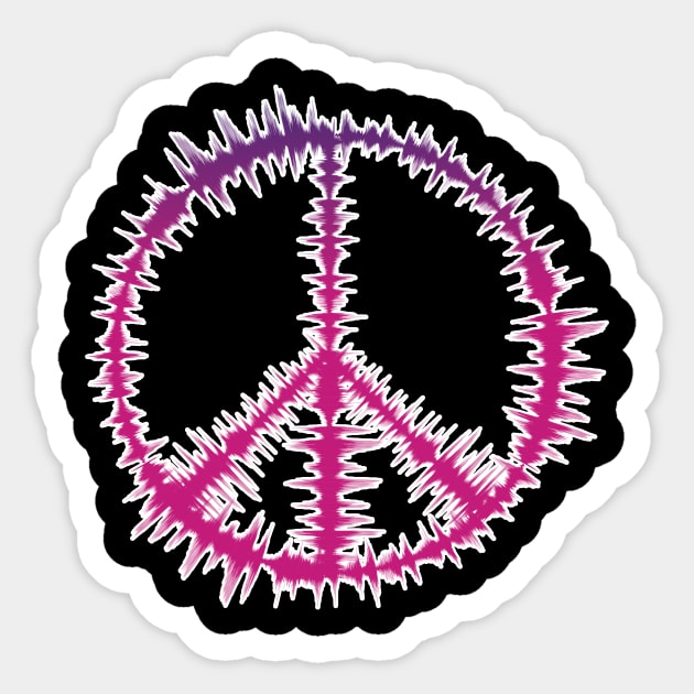 Peace Sign Pink | Audio Wave - Peace And Love - Sticker | TeePublic