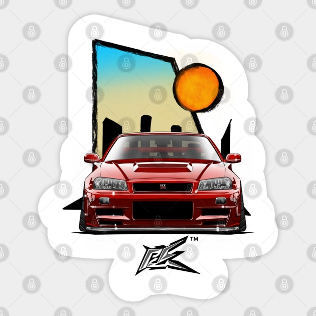 nissan skyline gtr r34 red - Nissan Skyline Gtr R34 - Sticker | TeePublic