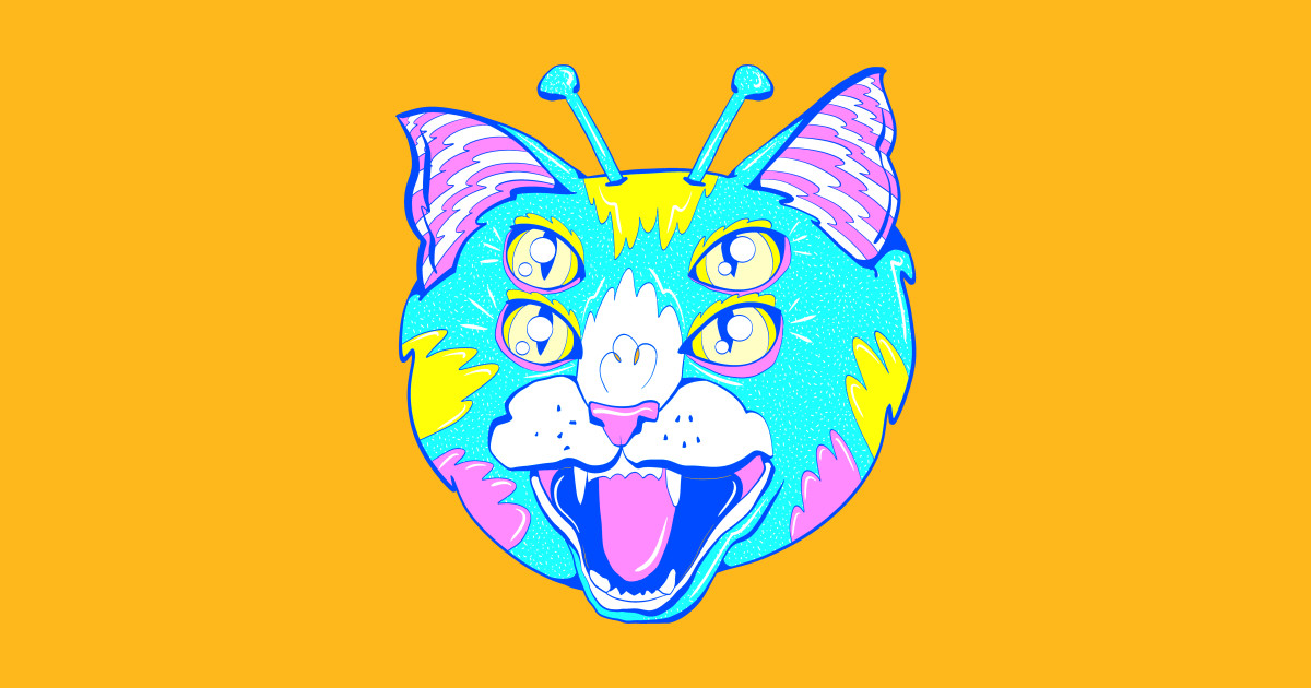 Happy Alien Cat Art - Alien Cat - T-Shirt | TeePublic