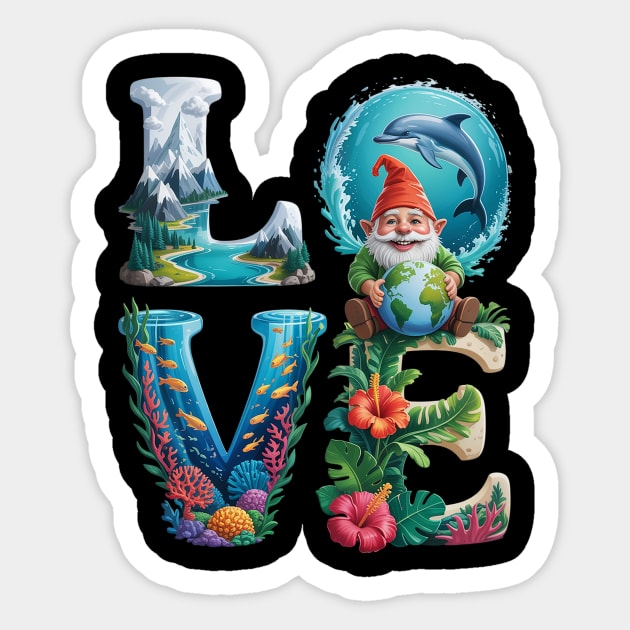 Love World Earth Day Gnomes - Love - Sticker | TeePublic