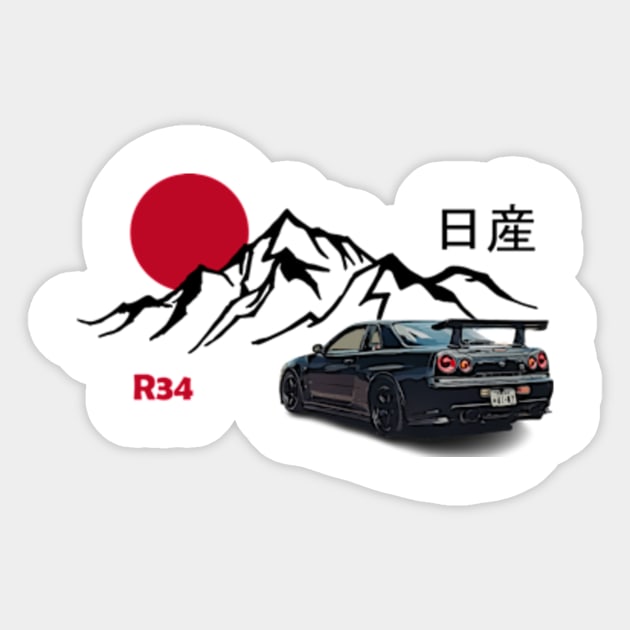 Nissan Skyline GTR R34, JDM - Nissan Skyline Gtr R34 - Sticker | TeePublic