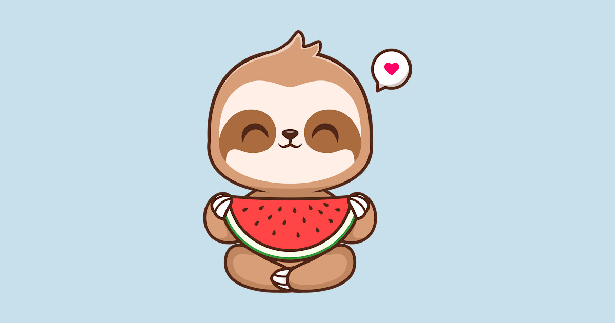 Cute Sloth Eating Watermelon Cartoon - Cute Sloth Eating Watermelon ...