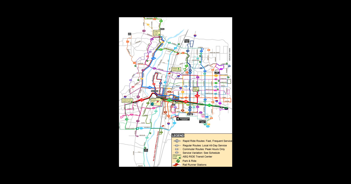 Albuquerque System / Transit Map - USA - Albuquerque - Sticker | TeePublic