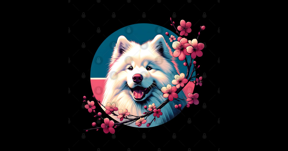 Samoyed's Spring Bliss Among Cherry Blossoms - Samoyed - Sticker ...