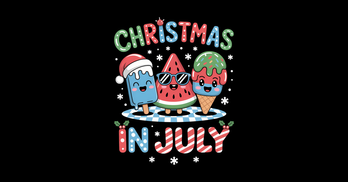 Christmas In July Ice Pops In Santa Hat Kids Cute - Christmas In July ...