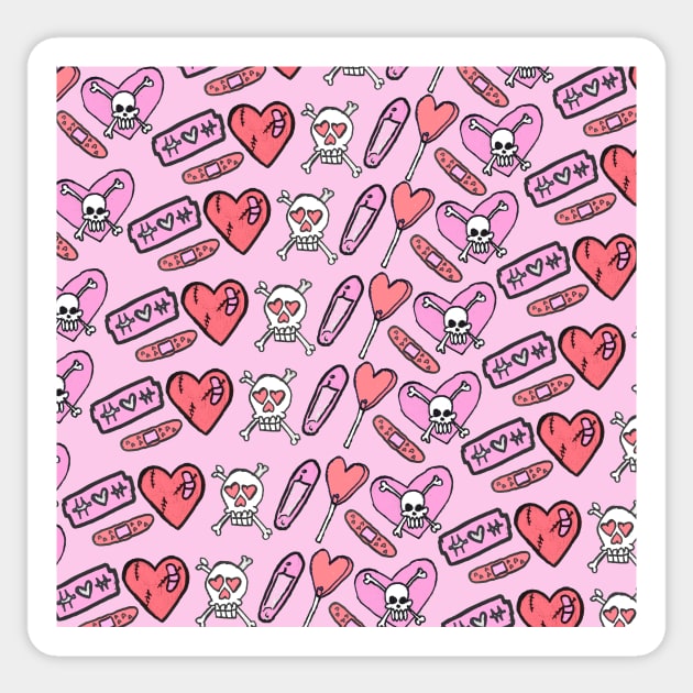 Pretty Pink Emo Pattern - Emo - Sticker | TeePublic