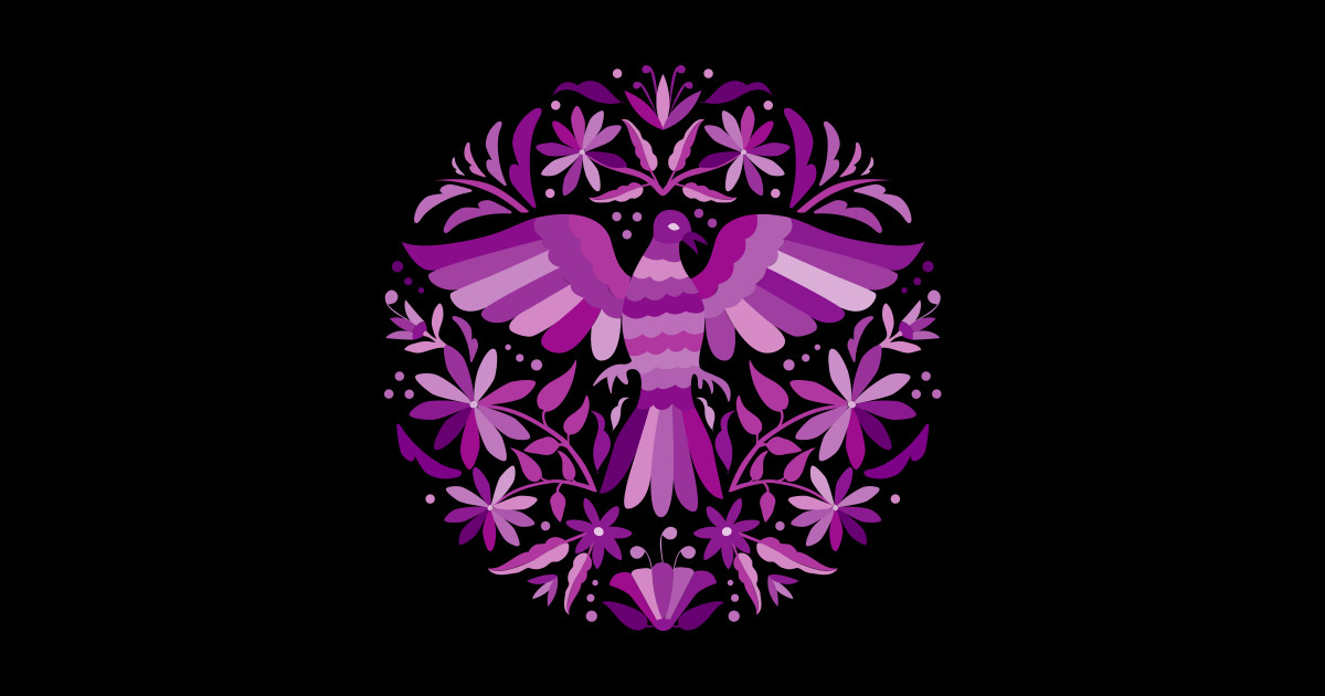 Flying Bird - Mexican Otomí Stamp Design in Purple Shades by Akbaly ...