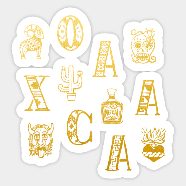 Oaxaca Alphabets - Vintage Gold - Alphabets - Sticker | TeePublic