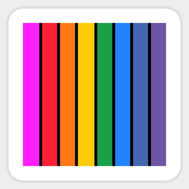 Bright rainbow and black stripes - vertical - Rainbow - Sticker | TeePublic