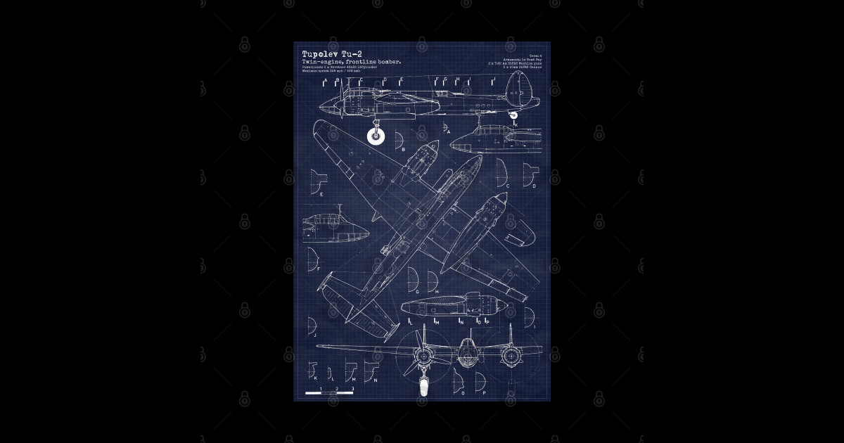 Tupolev Tu2 Blueprint - Tupolev - Sticker | TeePublic