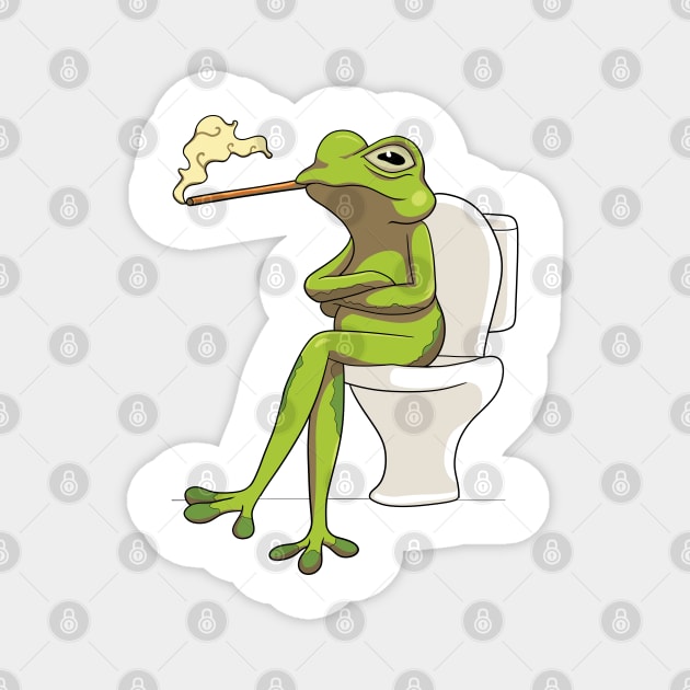 Cool frog smoking a cigarette on the toilet - Smoking Frog - Magnet ...